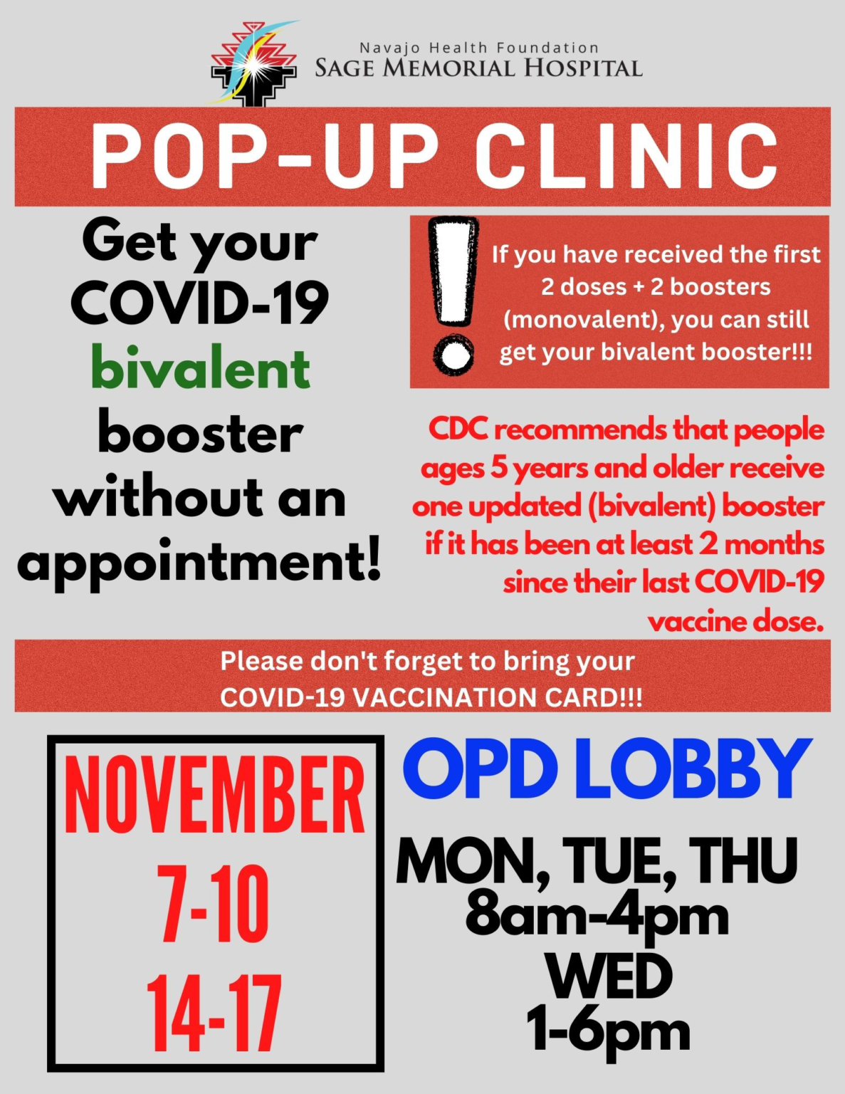 Pop-Up Clinic – Navajo Health Foundation – Sage Memorial Hospital